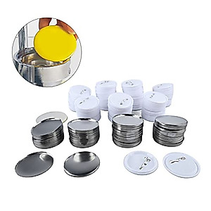 100 Sets Pin Button Parts, 2.3in Button Supplies for Button Maker Machine 58mm, Round Badge Blank Button Pins with Plastic Button Pin Back Cover, Metal Cover, Clear Film