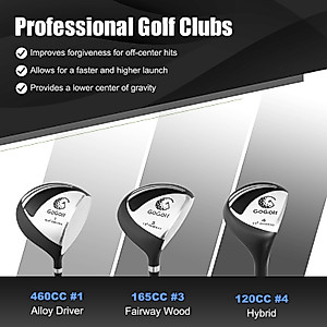 GYMAX Complete Golf Club Set for Men, 12/14 PCS Right Hand Golf Clubs Set with #1 Driver & #3 Fairway & #4 Hybrid & #6/#7/#8/#9/#P Irons, Putter & Head Covers, Men’s Golf Clubs Set