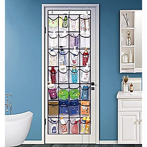 KEETDY 28 Large Clear Over The Door Shoe Rack with Crystal Pockets Hanging Shoe Organizer Storage Shoe Holder for Closet Hanger, White