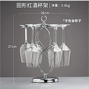 6 Hooks Silver Metal Red Wine Glass Cup Rack Holder Stand,Upside Down Wrought Iron Wine Stemware Glass Holder Air Drying System Tree Display