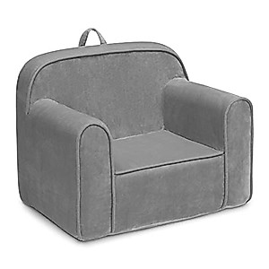 Delta Children Cozee Chair for Kids for Ages 18 Months and Up, Grey Mink Velvet