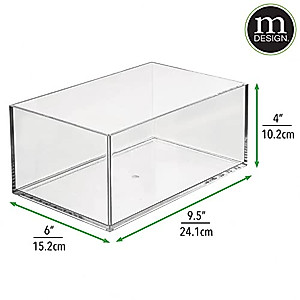 mDesign Small Bathroom Storage Organizer Bin for Soap, Body Wash, Shampoo, Lotion, Conditioner, Hand Towels, Hair Accessories, Body Spray, Mouthwash - Prism Collection - 6 Pack - Clear