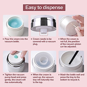 Medsuo Portable 50ml Vacuum Press Pump Bottle Airless Travel Pump Dispenser Leak Proof Refillable Empty Squeeze Cosmetic Jars Acrylic Cream Container (White)