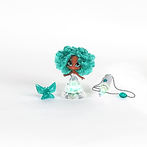 Skyrocket Crystalina Dolls - Turquoise Girls Collectible Toys with Color Changing LED Dress and Amulet Necklace