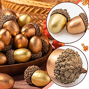 Noverlife 100PCS Golden Fake Acorns With Natural Cap, Artificial Simulation Set, Foam for Crafts, Thanksgiving Craft, Christmas Lifelike Small Ornament for Winter Decor