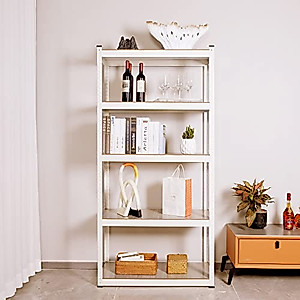 JINZEHUIH 5 Tier Storage Shelves, 36" W x 15.8" D x 72" H 2755 LBS Garage Storage Heavy Duty Metal Shelving, Adjustable Storage Utility Rack Shelf Unit for Kitchen Pantry Garage Office, White