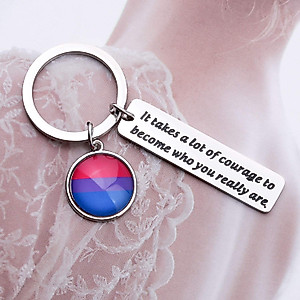 SEIRAA Bisexual Pride Keychain It Takes a Lot of Courage to Keychain Bisexual Pride LGBTQ Gifts (Bisexual Keychain)