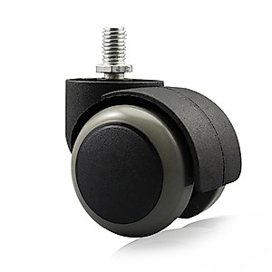 YIOVVOM Floor Protecting Rubber Office Chair Caster Wheels (Set of 5) fit for Metric M10x12 mm Screw Stem Chinese standard chairs 2 Inch (Black/Gray)