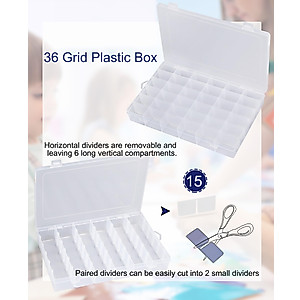 Eujqo 8 PCS 36 Grids Bead Organizer Box Plastic Box Clear Box Organizer 3600 Tackle Box Organizer Bead Containers Plastic Organizer Compartment Organizer Box Jewelry Earring Organizer (8 Pcs)