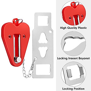 Portable Door Lock,Stainless Steel Travel Door Lock for Security,Portable Security Door Stop (Red)