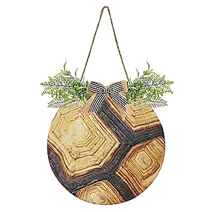 Turtle Shell Round Wood Sign Carapace Print Welcome Sign for Front Door Wreath Hanging Wall Decor Farmhouse Wooden Porch Signs Henger House Office Decoration Seasonal Holiday Gift
