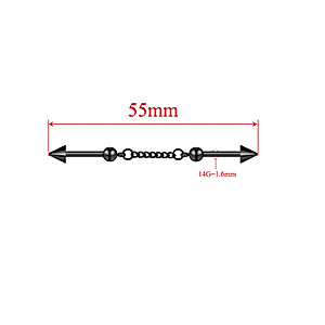 Oyaface 2PCS 14G(1.6mm) Stainless Steel Black Silver Piercing Helix Industrial Barbells with Chains Piercing Set