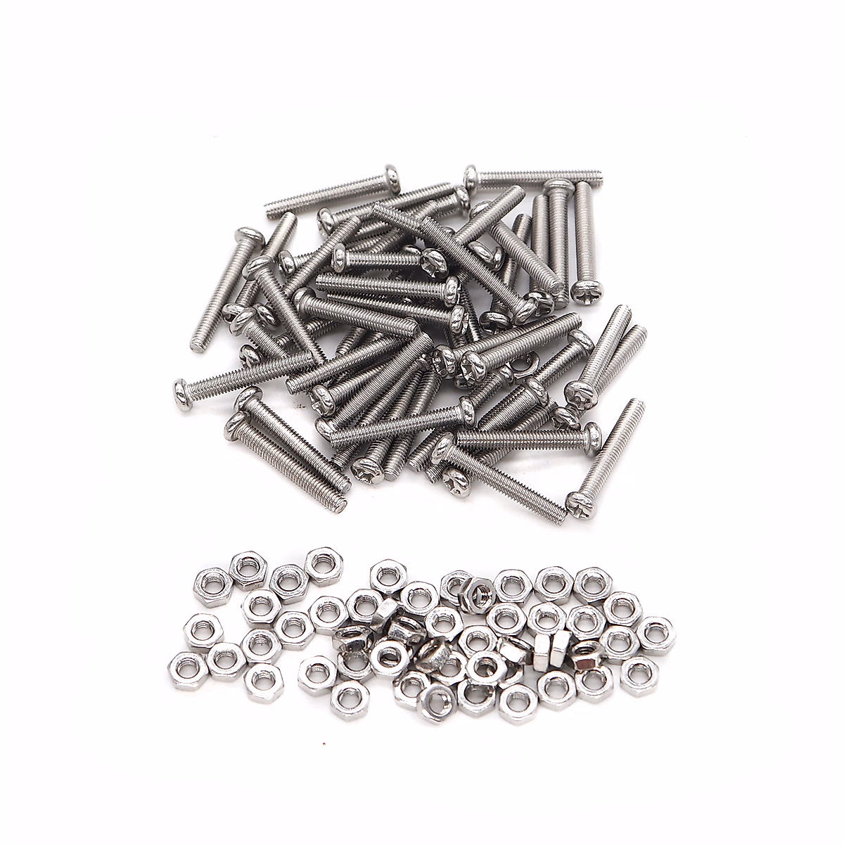 cSeao 40-Pack M3 x 25mm Pan Head Phillips Drive Machine Screws Hex Nuts Set 304 Stainless Steel