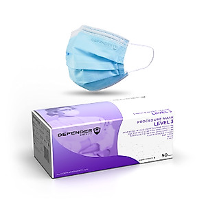 Defender Safety- ASTM Level 3, 4 Layer, 99% PFE, Medical Grade, Procedure Face Mask (50 Pack)