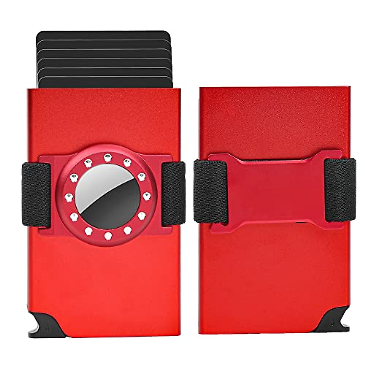 Le Vasty Womens Airtag Wallet, Slim Wallet for Women, RFID Blocking Pop Up Wallet Women, Aluminum Metal Card Holder Wallet for Women, Elegant Wallet with Airtag Holder with Cash Strap…