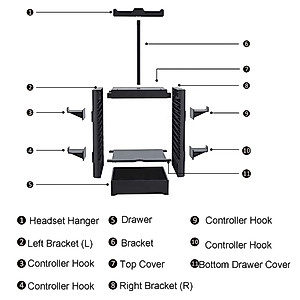 eLUUGIE Multifunctional Game Disk Storage Tower Holder for PS5 Game Disc Holder and Controller/Headset Stand/Headphone Holder Compatible with PS5/PS4/ Xbox Series X/Switch
