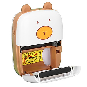 Mini Photo Printer, Cute Bear Shape Wireless Photo Printer, Portable Printer for Smartphones, Compatible with OX S, Android & Bluetooth Devices, Pocket-Size, 57 x 30mm Printing Paper