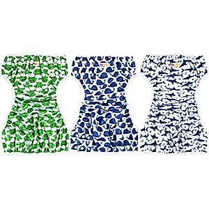 Pedobi Reusable Baby Swim Diapers, Adjustable Diaper Swim for Toddlers 9 Months - 3 Years Old, 3 Pack for Swimming Lessons (Whale Shark Tortoise, Large)