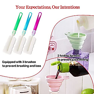 ookizom 24 Pack 8oz Plastic Juice Bottles with Caps, Perfect for Your Water, Juice or Smoothie, Reusable Clear with 3 Brushes & 2 Folding Funnels & Exquisite Label Paper