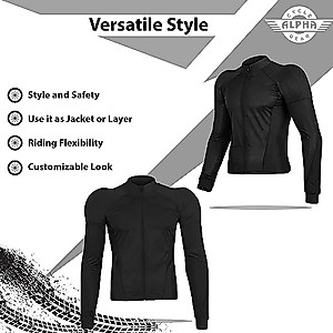ALPHA CYCLE GEAR Motorcycle Shirt Armor Mesh Moto Riding Armour Jacket for Men and Women (as1, alpha, l, regular, regular, Black)