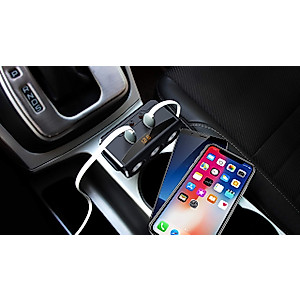 LIHAN 3 Socket Cigarette Lighter Adapter, Car Charger Plug Splitter with Dual USB Ports, 12V/24V Meter Monitor, Compatible with iPhone, LG, HTC, Samsung etc