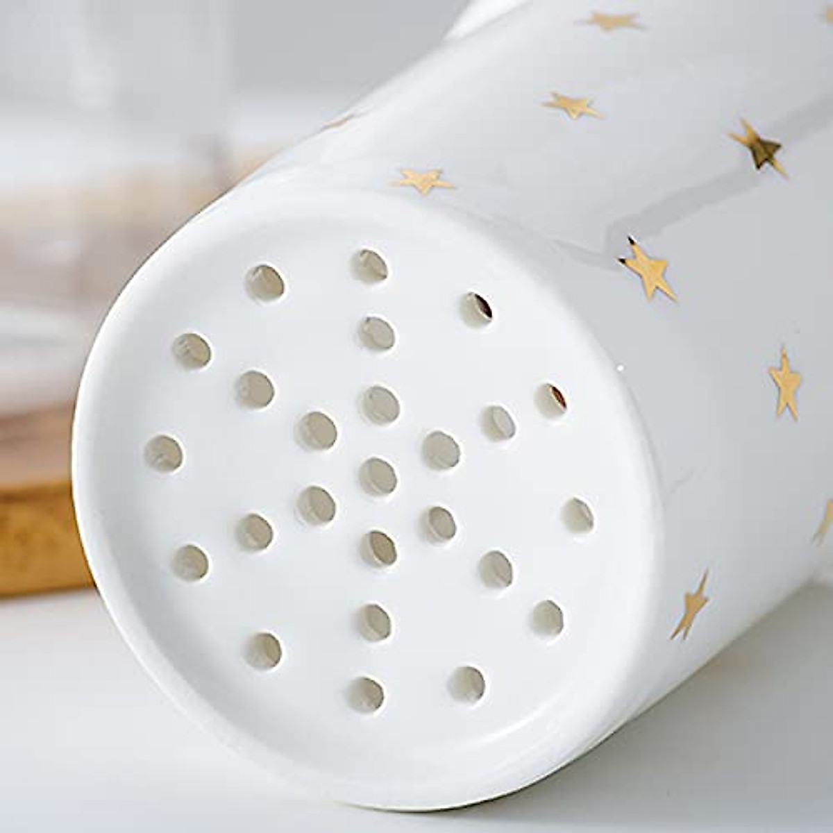 OUSIKA Utensil Caddy Chopsticks CageHousehold Ceramic Cutlery Storage Box， Kitchen Shelf Glass Drain Rack， Kitchen Accessories Drainage Pen Holder Shelves