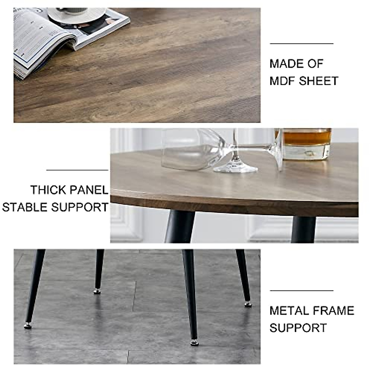 Wlvos 44.8" Round Dining Table for 4-6, Wood Round Kitchen Table with Powder Coating Adjustable Heigh Legs, Suitable for Living Room, Kitchen & Dining Room, Waiting Room, Natural