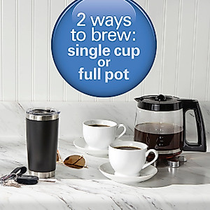 Hamilton Beach (49980A) Single Serve Coffee Maker and Coffee Pot Maker, Programmable, Black/Stainless Steel (Renewed)