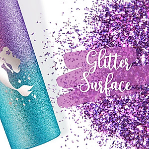 Onebttl Mermaid Gifts for Girls & Women - 20oz/590ml Stainless Steel Insulated Tumbler with Straw & Lid, Message Card - Be Mermazing (Glitter Purple)