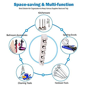 Toolsempire Broom and Mop Holder Wall Mounted Garden Tool Rack Garage Storage Organizer Rack 5 Position with 6 Hooks