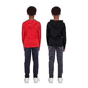 Hind Boys 4-Piece Active Long Sleeve Quick Dry T-Shirt and Athletic Jogger Sweatpant Set Kids Clothes for Sports and Running (Red-Black, numeric_12)