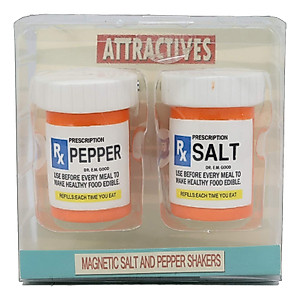 Ebros Rx Pharmacy Prescription Bottles With Instructions Magnetic Salt And Pepper Shakers Set Ceramic Figurines Party Kitchen Tabletop Collectible Prop Decorative Accessories