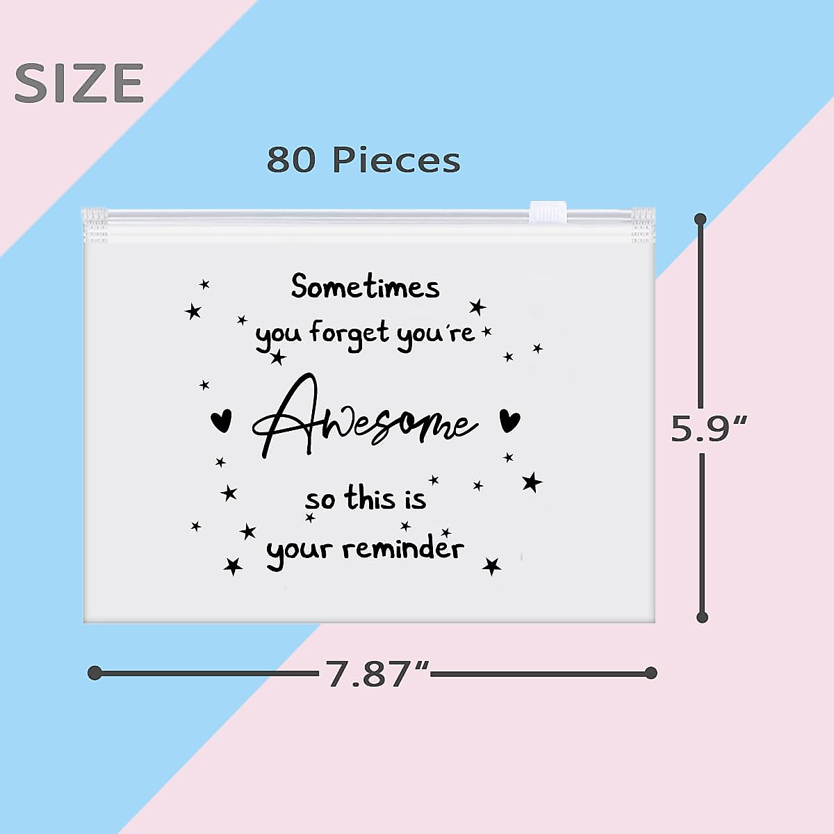 LAMIVEENLA 80 Pcs Bulk Mini Makeup Bags - Inspirational Gifts for Women Friends - Small Cosmetic Pouch - Mini Toiletry Bag - You Are Awesome Appreciation Gifts - Party Favors Church Gifts in Bulk