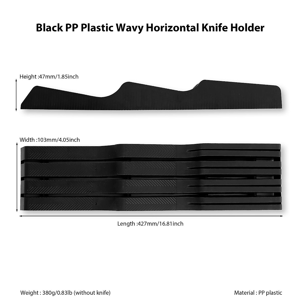 XYJ 2pc/set Drawer Kitchen Knife Block Plastic Knives Organizer Shelf Durable Chef's Knives Stand For Storing 7 Knives Portable Knife Holders(Knife not included) (Black)