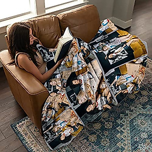 Custom Blanket with Photos Text Personalized Flannel Throw Blankets Customized Blanket for Baby Family Best Friend Birthday Christmas Halloween Fathers Mothers Valentines Day Gift