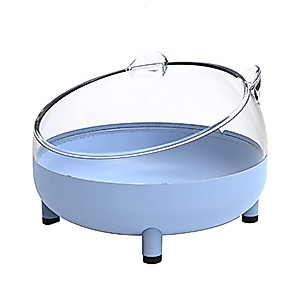 elegantstunning Hamster Transparent Bathing Tub Detachable Anti-Splash Large Space Bathroom Sand Nest Pet Supplies [Blue]