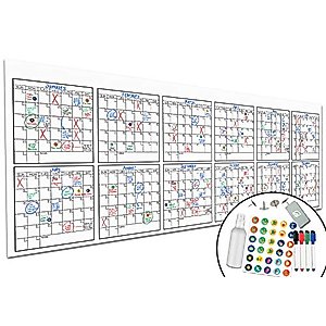 Large Dry Erase Wall Calendar - 36" x 96" - Undated Blank 2023 Reusable Yearly Calendar - Giant Whiteboard Year Poster - Laminated Office Jumbo 12 Month Calendar