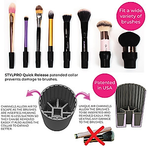 STYLPRO Electric Make-up Brush Cleaner & Dryer - Cleans and dries thoroughly in 30 seconds with gentle centrifugal technology. Suitable for all brush sizes, incl. vegan cleaner.