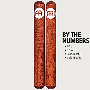 Meinl Percussion Select Hardwood Claves Musical Instrument Sticks — NOT Made in China — for Live, Studio and Classrooms, 2-Year Warranty (CL1RW)