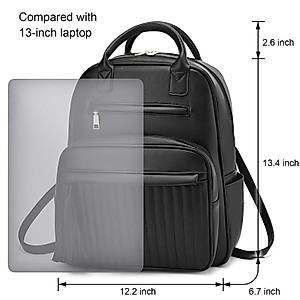 I IHAYNER Women Backpack Purse Fashion Leather Large Designer Travel Backpack Large Capacity Carry On Pack Bag for College Work Black