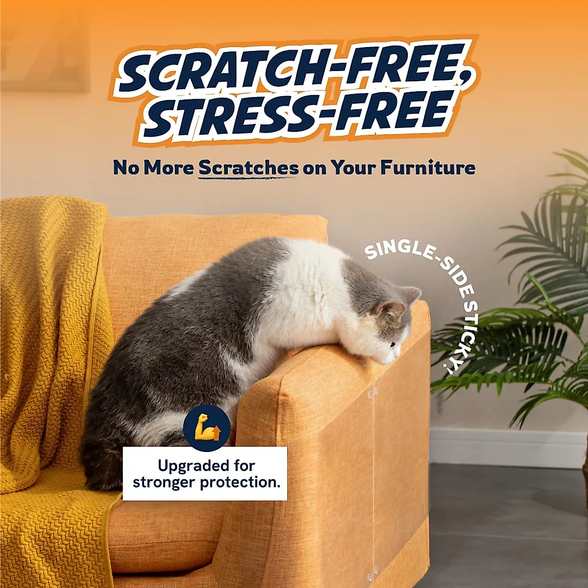 Panther Armor Anti Scratch Furniture Protector, 6-Sheets + 36 Pins, Couch Guards from Cat Claws, 100% Transparent, Stop Cats & Dogs from Scratching Furniture, Heavy Duty