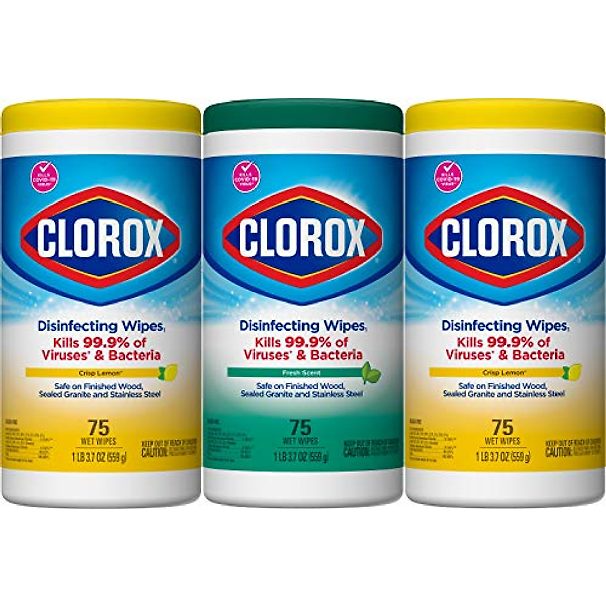 Fresh Step Clorox Disinfectant, 75 Count (Pack of 3), White, 225