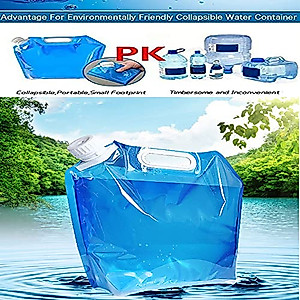 Aesackir 2 Pack Collapsible Emergency Water Jug Container Bag,2.6 Gallon/10L Water Tank Container,BPA Free Plastic Water Carrier Tank,Outdoor Folding Water Bag for Hiking,Camping,Picnic Etc(Blue)