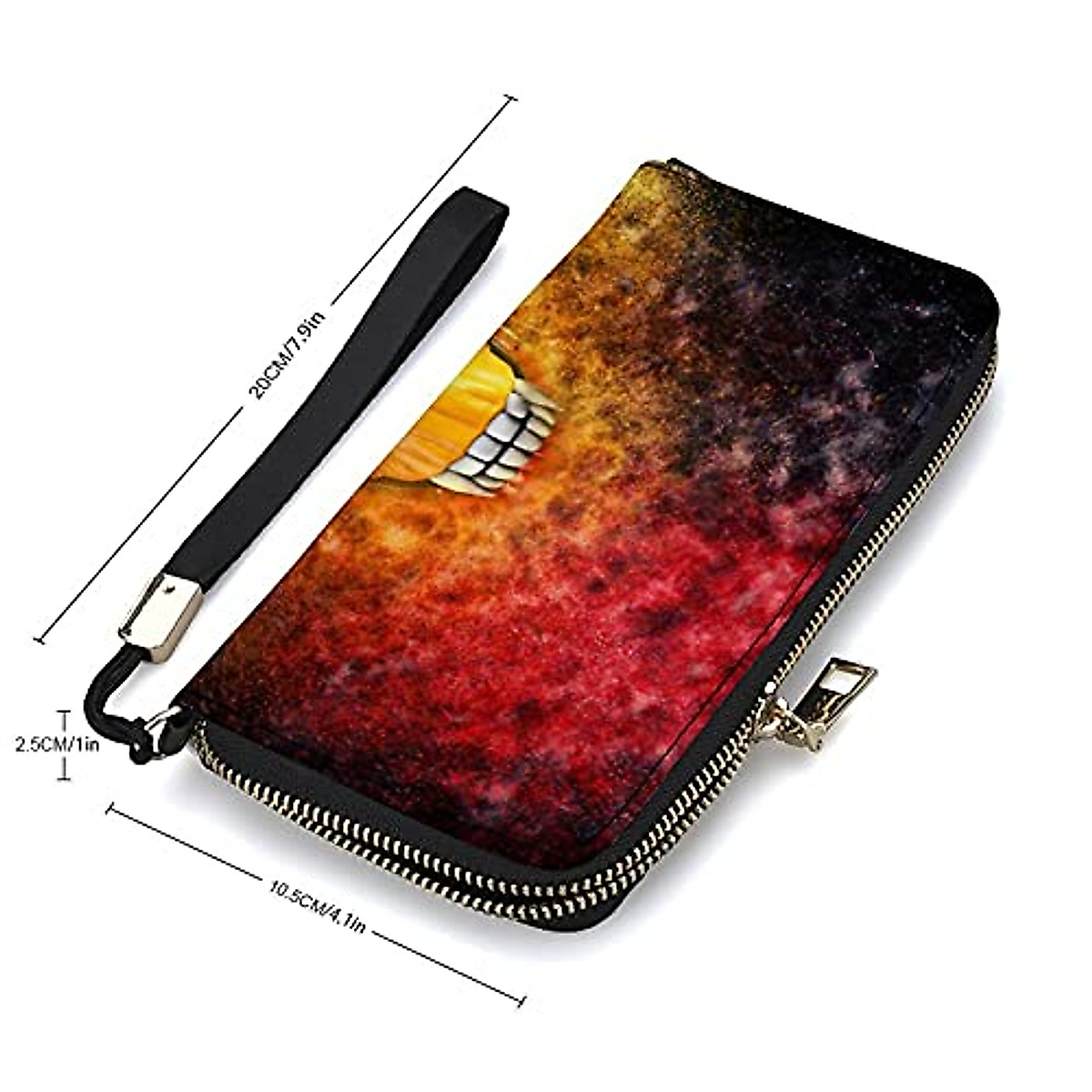 Colorful Vampire Skull Women’s PU Leather Wallet with Card Holders Money Organizer Zipper Purse Wristlet Handbag