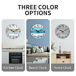 CHYLIN Nautical 14 Inch Wall Clock, Blue Ocean Theme, Silent Sweep Movement, Easy to Read, Good Gift