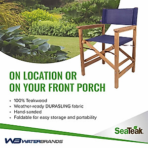 SeaTeak Director's Chair | with DURASLING Fabric Seat Cover | Foldable Director’s Chair | Blue | 34.5" L x 23.75" W x 20.5" H
