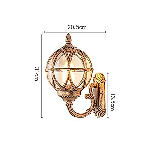 European Wall Light Residential Villa Courtyard Wall Lamp Outdoor Waterproof IP54 Wall Light Garden Home Hotel Aisle Aluminum Wall Lantern European Antique Spherical Glass Sconce E27 Fixture