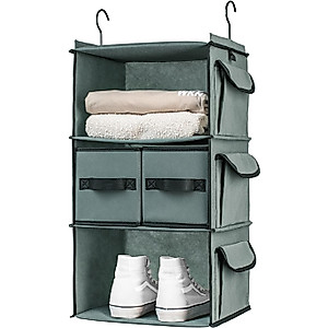 SMIRLY Hanging Closet Organizer and Storage Shelves - Wardrobe Clothes Organizer for Closet, Storage Organizer - Hanging Shelves for Closet Organization and Storage, Closet Shelf Organizer w/Drawers