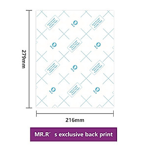 MR.R 8.5''x11'' Inkjet and Laser Compatible Printable Heat Transfer Vinyl Paper for Dark T-shirt Fabric, Made in USA (20 Sheets)