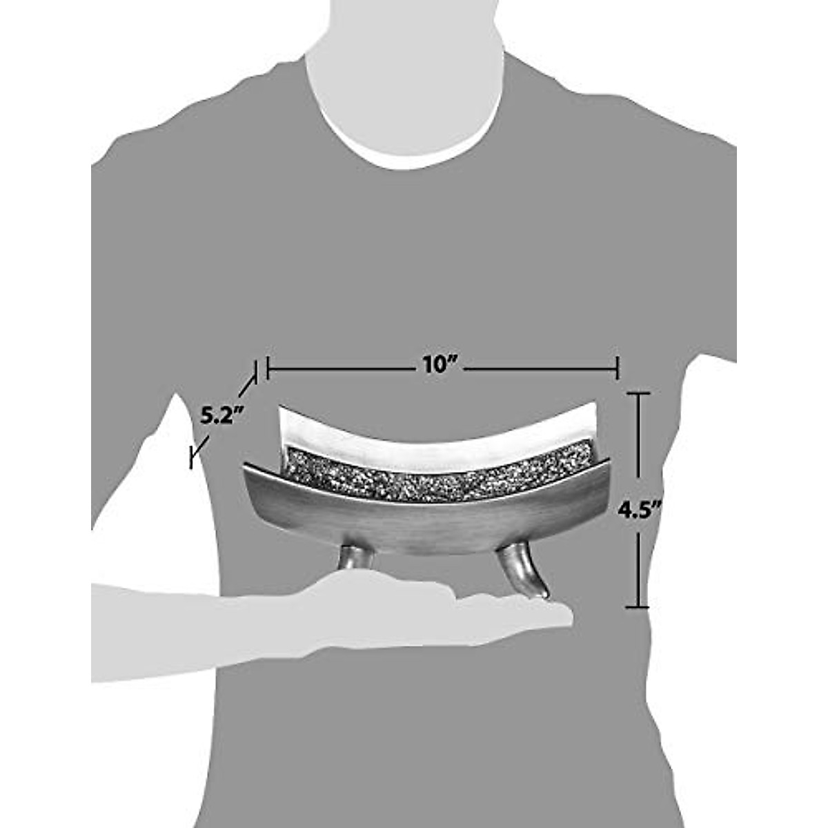 Creative Scents Schonwerk Centerpiece Bowl- Crackled Mosaic Design- Functional Table Decorations- Centerpieces for Dining/Living Room - Best Wedding/Birthday (Silver)